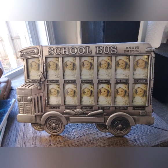 ESC | Toys | Pewter School Bus Photo Frame For Grades | Poshmark